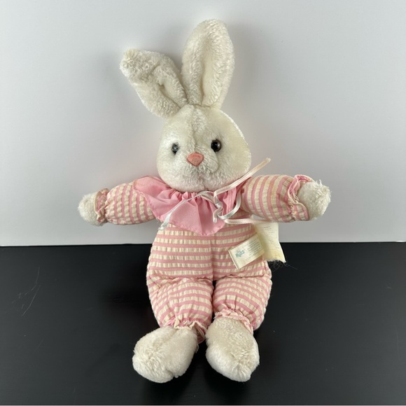 Russ | Toys | Vintage Russ Bumpkins White Bunny Rabbit Pink Stripes ...